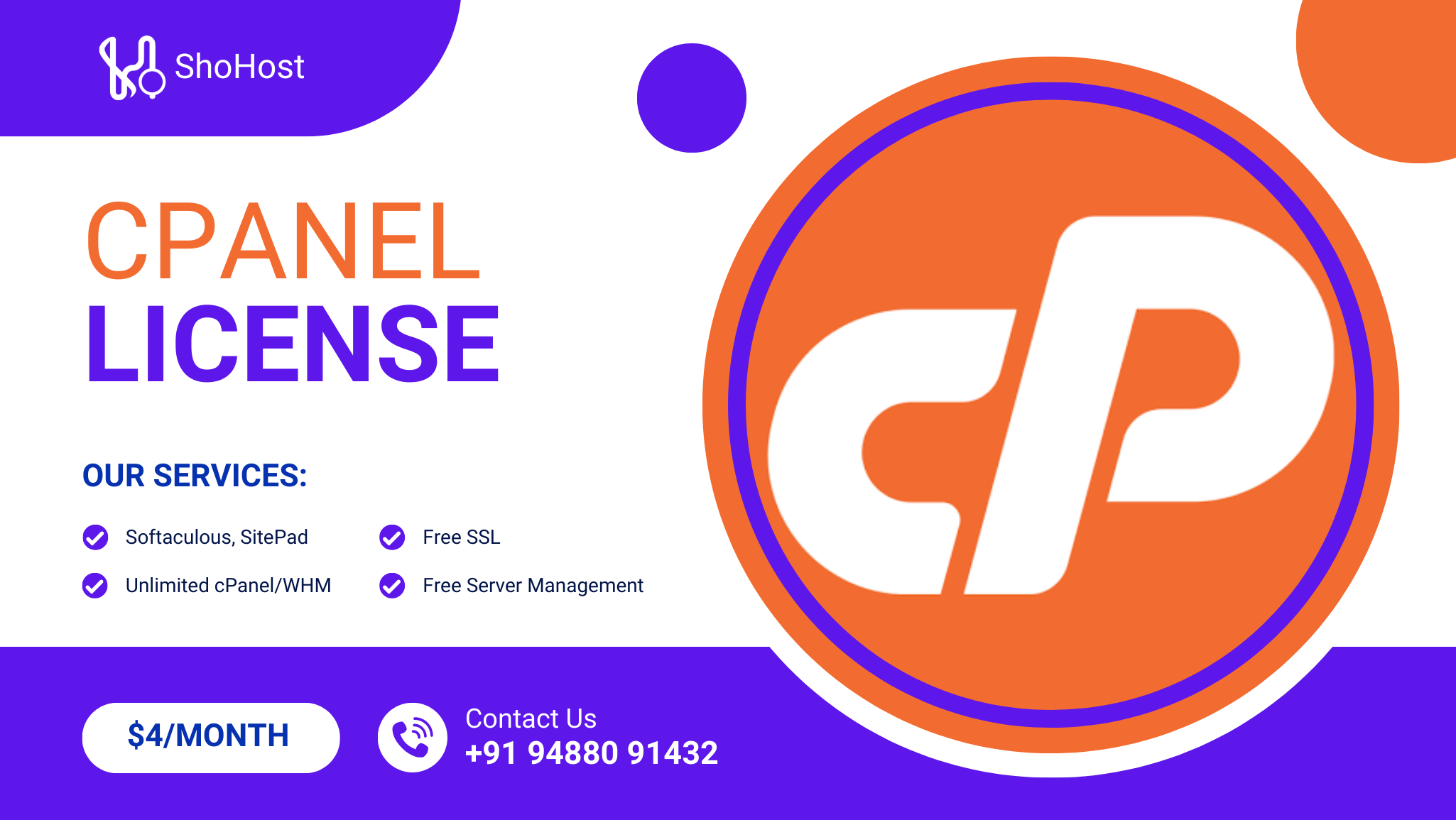 Cheap cPanel License $4/mo - RC & GB Plans with WHM | ShoHost